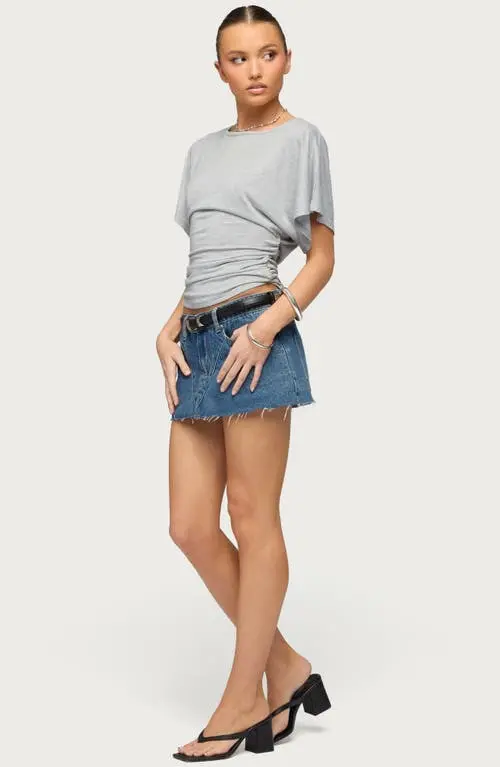 EDIKTED Get Stitched Low Rise Denim Miniskort