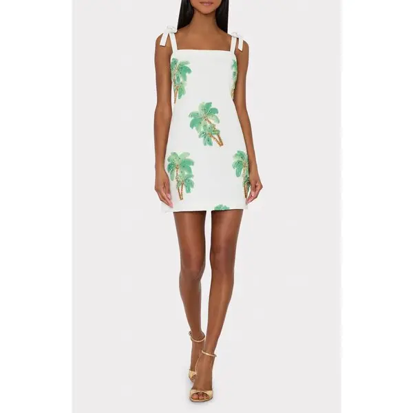 MILLY Ceri Embroidered Cotton Cover-up Mini Dress - White Multi
