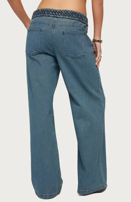 EDIKTED Braided Waistband Wide Leg Jeans