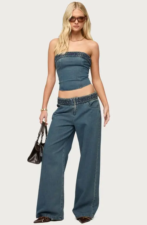 EDIKTED Braided Waistband Wide Leg Jeans