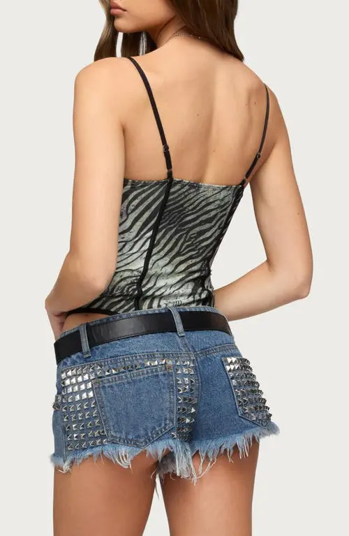 EDIKTED Minerva Zebra Mesh Bodysuit
