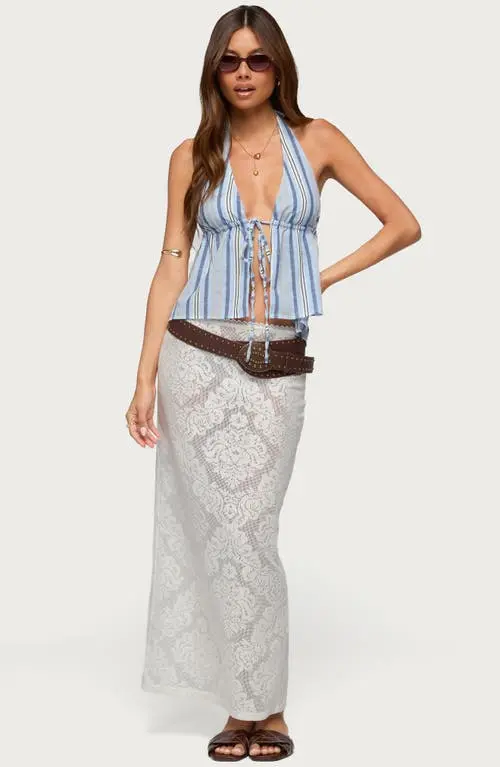 EDIKTED Galee Tie Front Halter Top