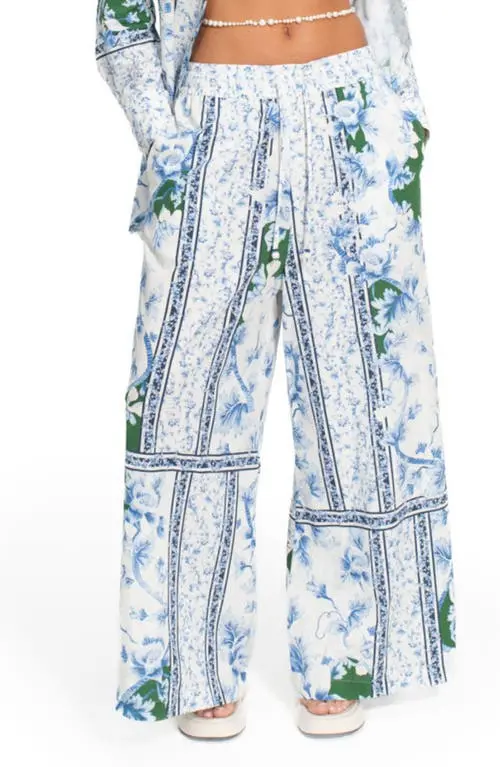 Agua Bendita Printed Wide Leg Cover-up Pants - Blue