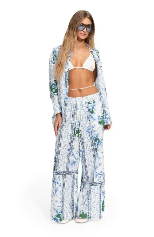 Agua Bendita Printed Wide Leg Cover-up Pants