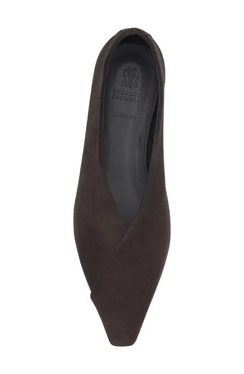 Brunello Cucinelli Suede Wrap Flat