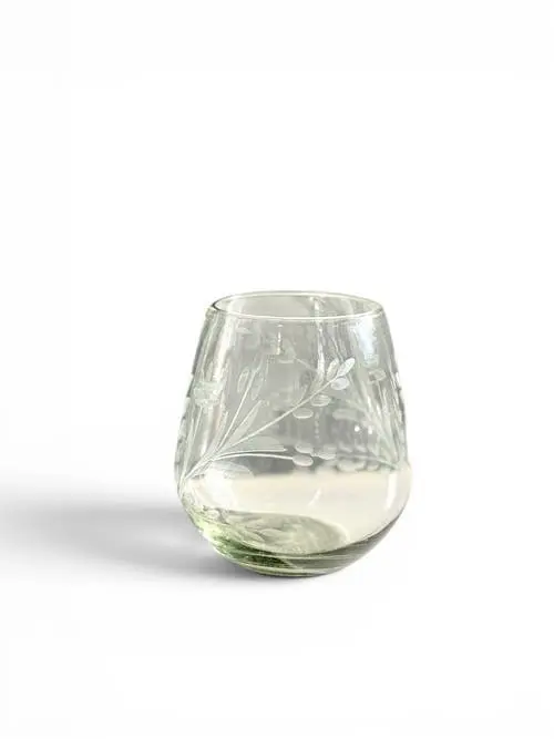 VILLA LUA HOME Hand-etched Blown Oval Glassset Of 2 - Clear