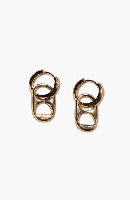 NICKEL & SUEDE Soda Tab Huggie Earrings - Gold