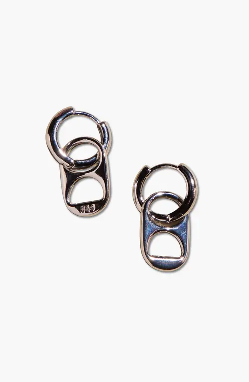 NICKEL & SUEDE Soda Tab Huggie Earrings - Silver