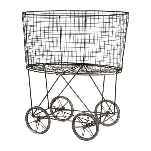 STORIED HOME Rolling Laundry Cart With Rack - Black