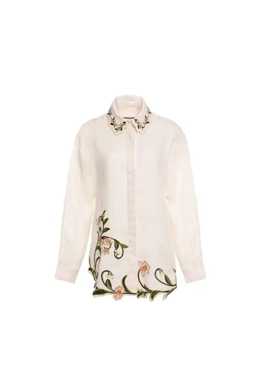 Agua Bendita Cecilia Valle Embroidered Linen Shirt - Multicolor