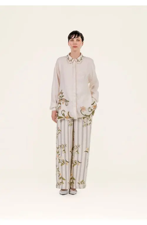 Agua Bendita Cecilia Valle Embroidered Linen Shirt