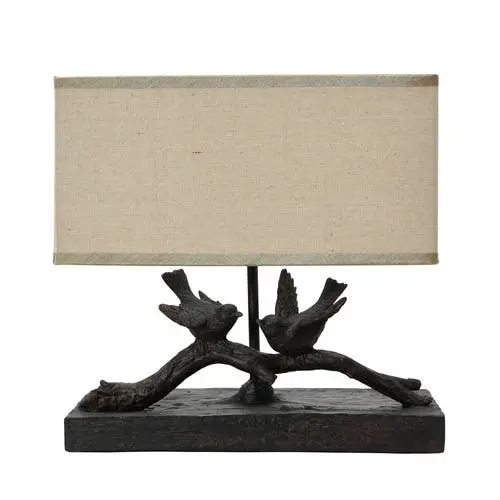 STORIED HOME Bird Table Lamp With Shade - Bronze