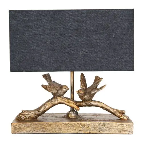 STORIED HOME Bird Table Lamp With Shade - Gold