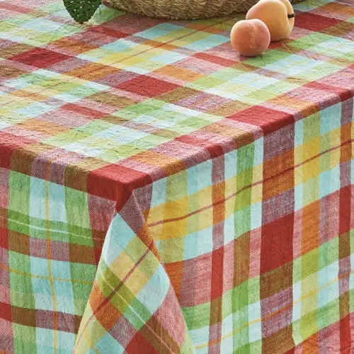 TAG Fresh Pick Plaid Tablecloth Multi Cotton Summer