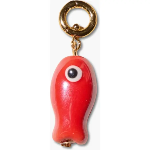 NICKEL & SUEDE Fish Charm Pendant - Red