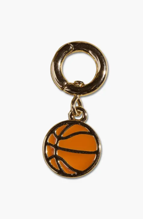 NICKEL & SUEDE 14 Karat Gold Plated Enamel Basketball Charm - Gold/orange