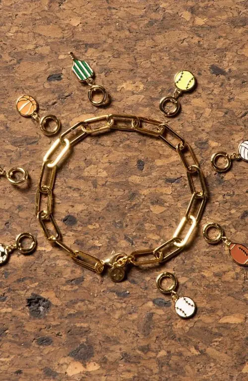 NICKEL & SUEDE 14 Karat Gold Plated Enamel Basketball Charm