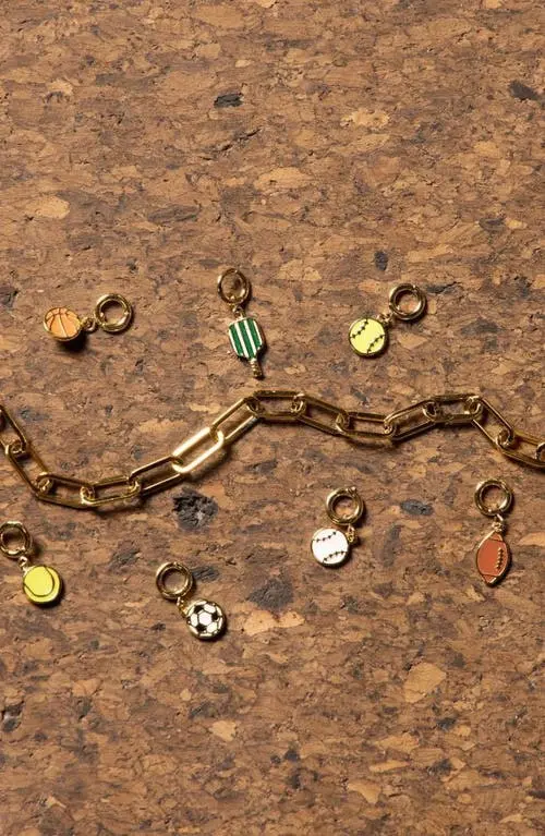 NICKEL & SUEDE 14 Karat Gold Plated Enamel Basketball Charm