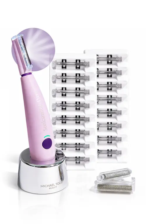 MICHAEL TODD BEAUTY Sonicsmooth Pro+ 2 In 1 Facial Exfoliation & Peach Fuzz Hair Removal System - Pink