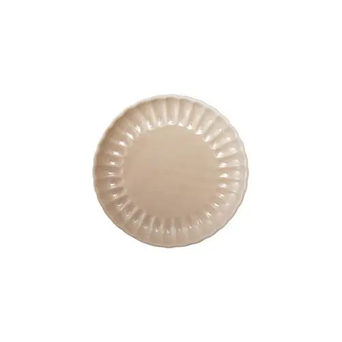 STORIED HOME Fluted Plate With Reactive Glaze - Cream