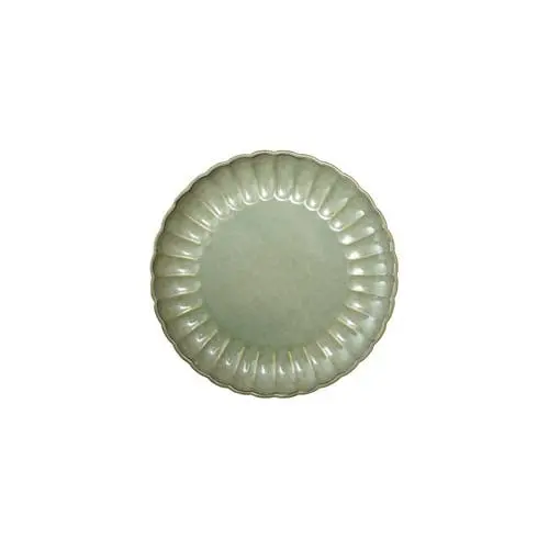 STORIED HOME Fluted Plate With Reactive Glaze - Green