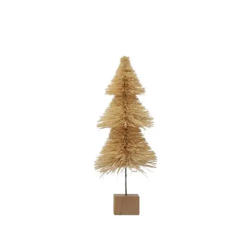 STORIED HOME Sisal Bottle Brush Tree With Wood Base - Cream