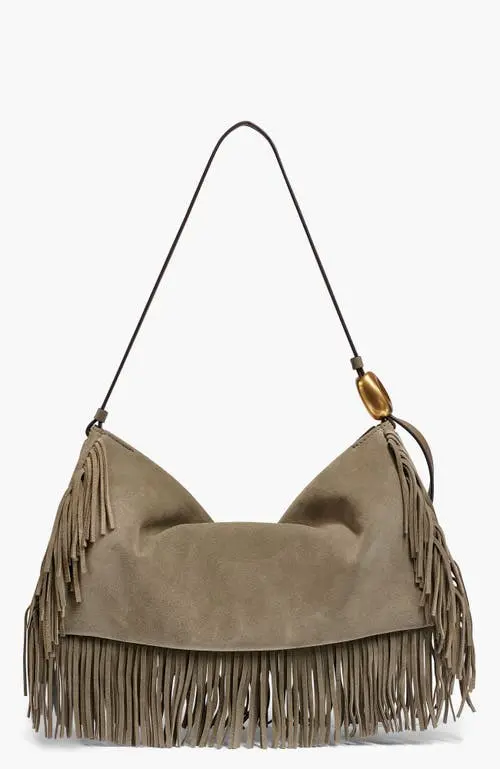 Donna Karan New York Suede Fringe Shoulder Bag