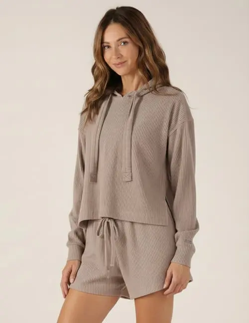 GLYDER Valley Cropped Hoodie - Latte