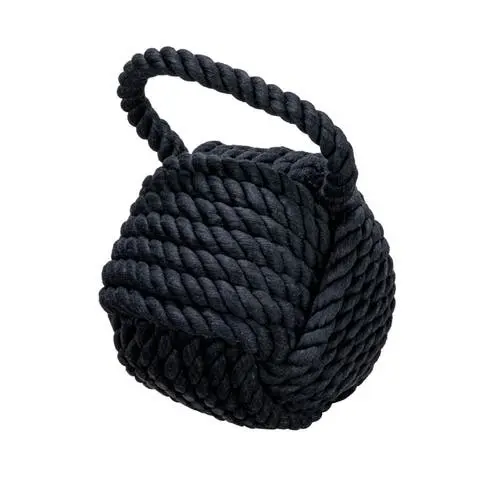 STORIED HOME Nautical Rope Knot Decorative Door Stop - Black
