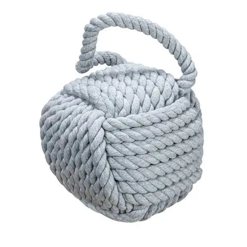 STORIED HOME Nautical Rope Knot Decorative Door Stop - Grey