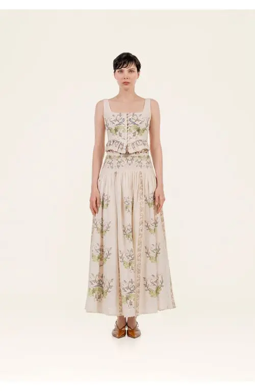 Agua Bendita Curuá Anhelo Linen Maxi Skirt