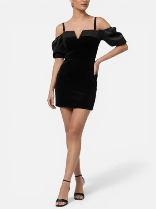 Rachel Rachel Roy Valentina Velvet Mini Dress With Taffeta Sleeves