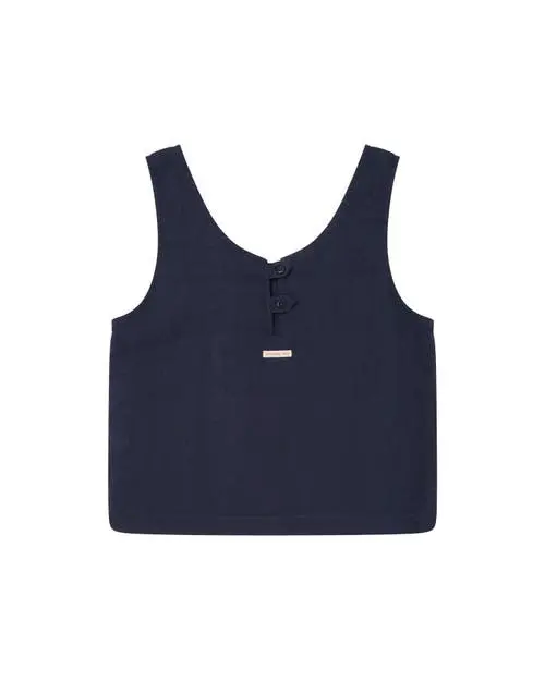 AMUNDSEN Safari Linen Top - Faded Navy