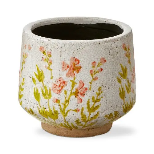 TAG Wild Flower Footed Planter Medium Multi Terracotta Spring