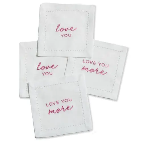 TAG Love You More Cocktail Napkin S/4 Multi Cotton Spring - White