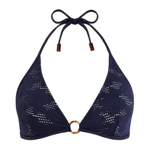 Vilebrequin Jacquard Broderie Anglaise Triangle Bikini Top - Navy
