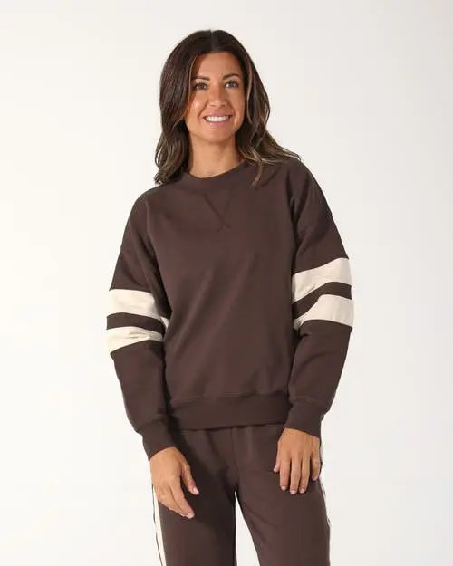 GLYDER Vintage Oversized Sweatshirt - Java/oatmilk