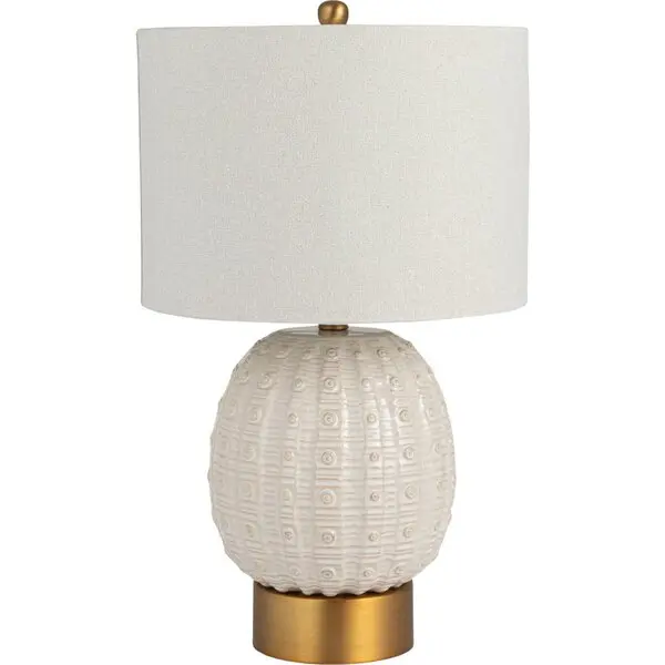 OLIVE GROVE Globe Table Lamp With Crackle Glaze And Shade - Ivory