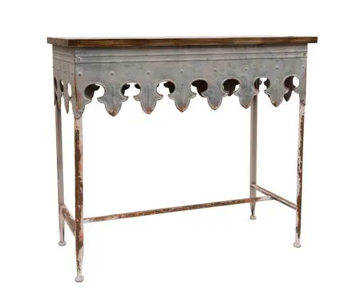 STORIED HOME Scalloped Edge Sofa Table - Silver