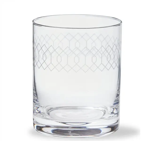 TAG Fitz Etched Double Old Fashioned Glass Glass 13 Oz 3.25x3.25x4 - Clear