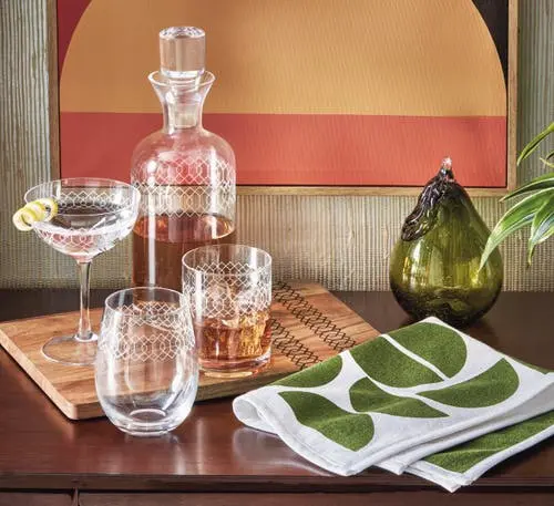 TAG Fitz Etched Double Old Fashioned Glass Glass 13 Oz 3.25x3.25x4