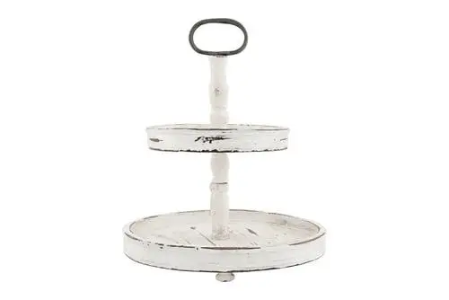 STORIED HOME 2-tier Tray With Handle - White