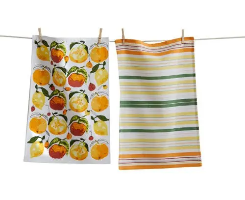 TAG Citrus Fruit Dishtowel S/2 Cotton Everyday - Multi