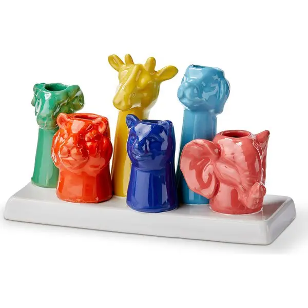 TAG Eclectic Fun Animal Stoneware Bud Vase Multi 7.48 X 3.35 X 4.33