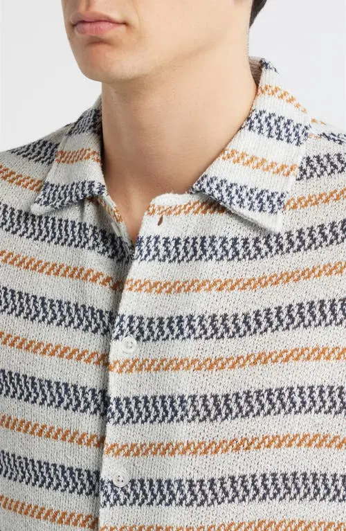 KROST Speckled Stripe Knit Button-up Shirt