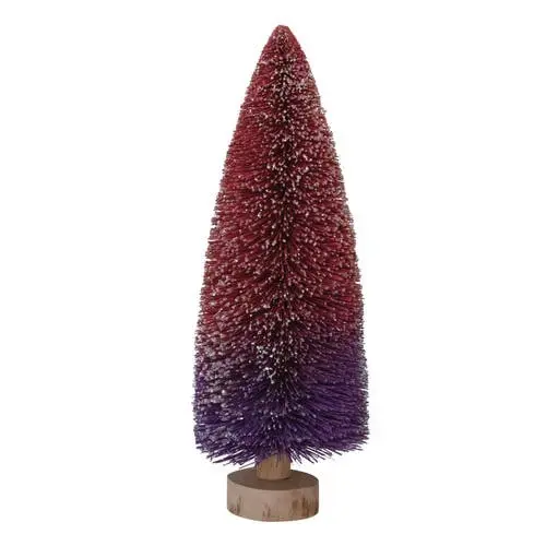 STORIED HOME Bottle Brush Tree On Wood Base - Purple