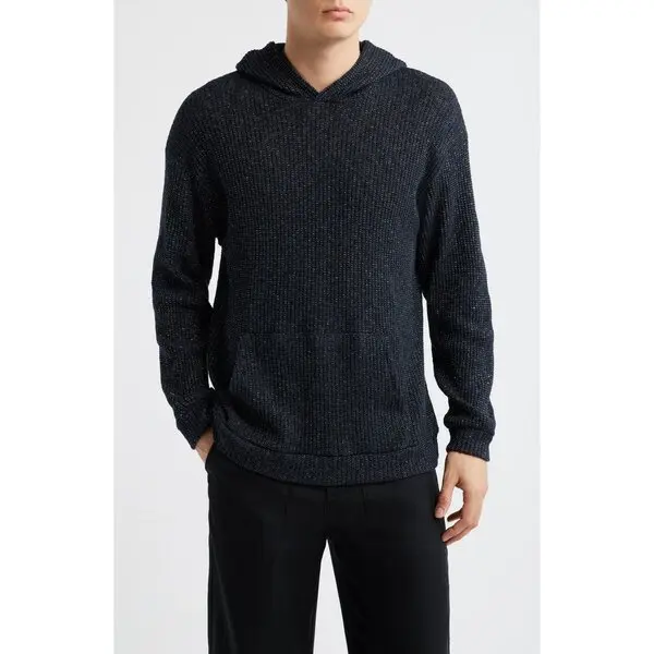 KROST Metallic Speckle Knit Cotton Blend Hoodie - Black