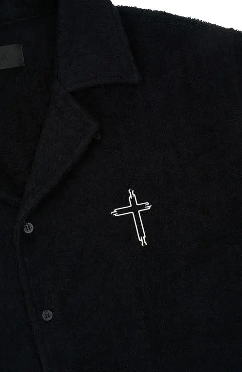 RtA Nathan Oversize Terry Cloth Camp Shirt