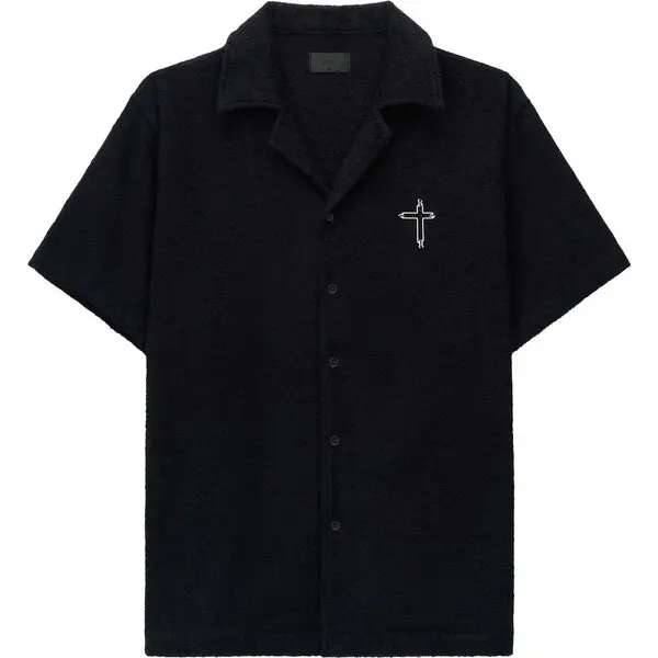 RtA Nathan Oversize Terry Cloth Camp Shirt - Black