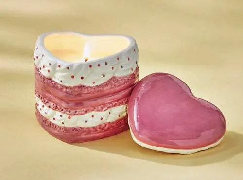 TAG Heart Macaron Scented Candle Multi Ceramic 3.5x3.12x3.5